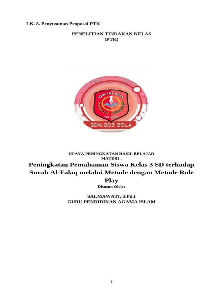 LK. 8. Penyusunan Proposal PTK | PDF