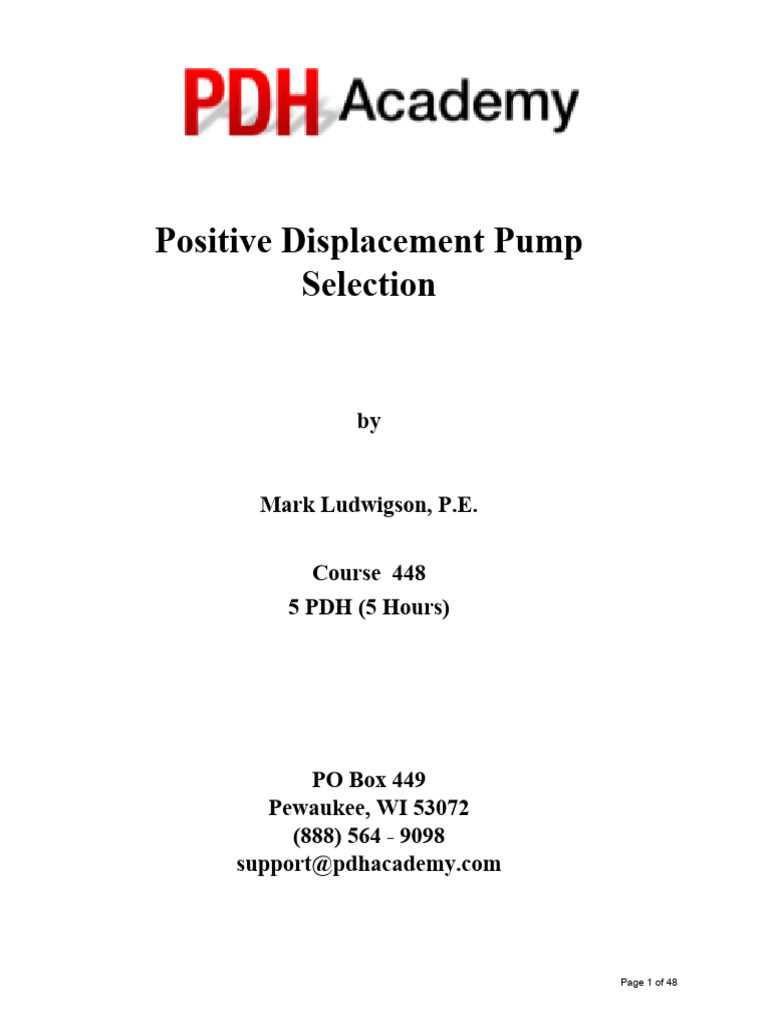 448 Positive Displacement Pump Selection | PDF | Pump | Gases