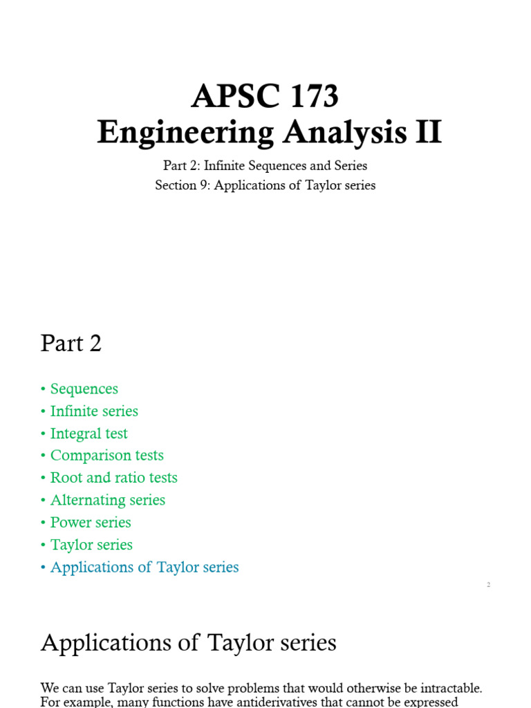 Lecture 17 Applications of Taylor Series PDF | PDF | Integral ...