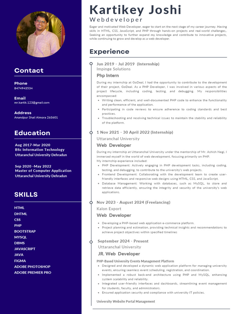 Kartikey Web Developer 2024 | PDF | Php | Databases