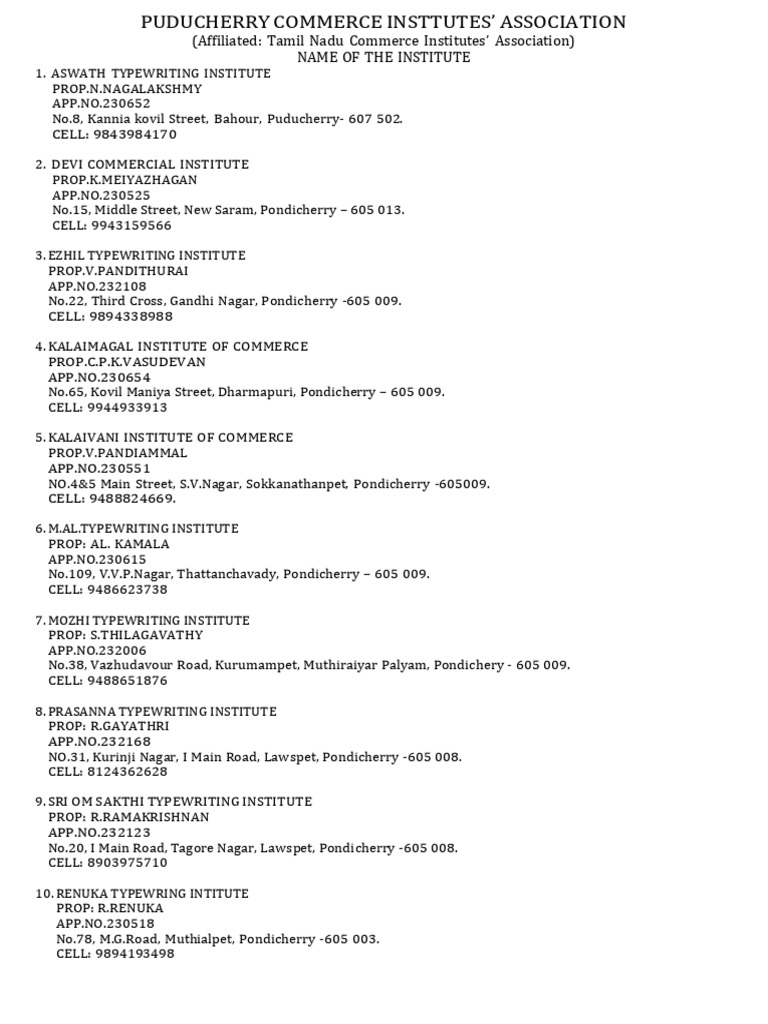 Puducherry Mermbers Mailing List | PDF