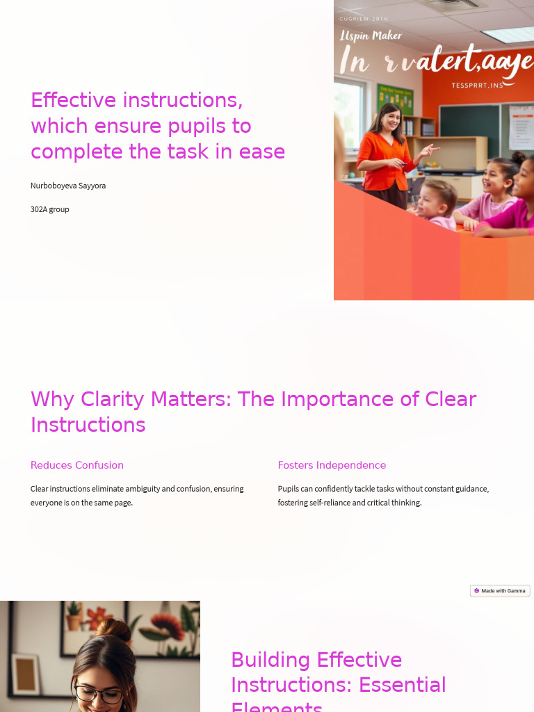 Effective Instructions Which Ensure Pupils To Complete The Task in Ease ...