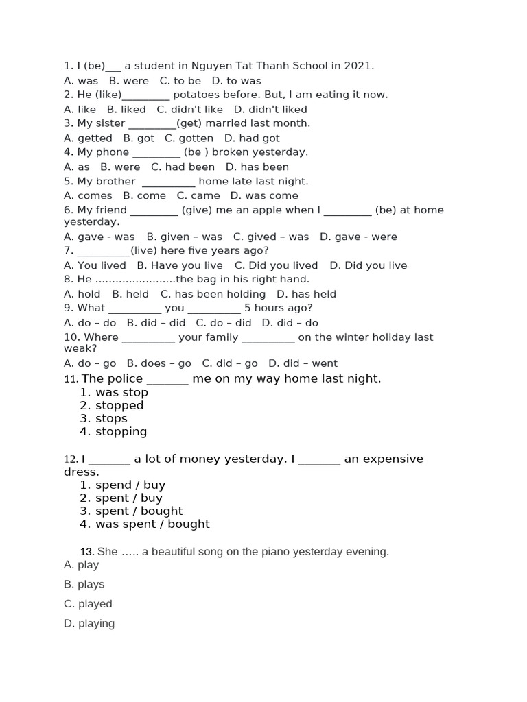 Simple Past 7 | PDF