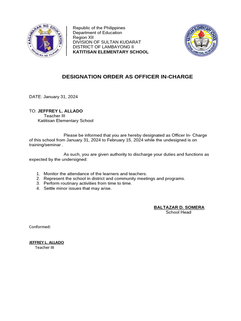 Designatiom Order-Oic | PDF