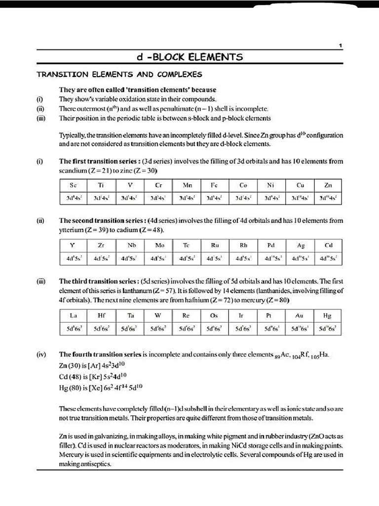 d and f -Block Elements | PDF