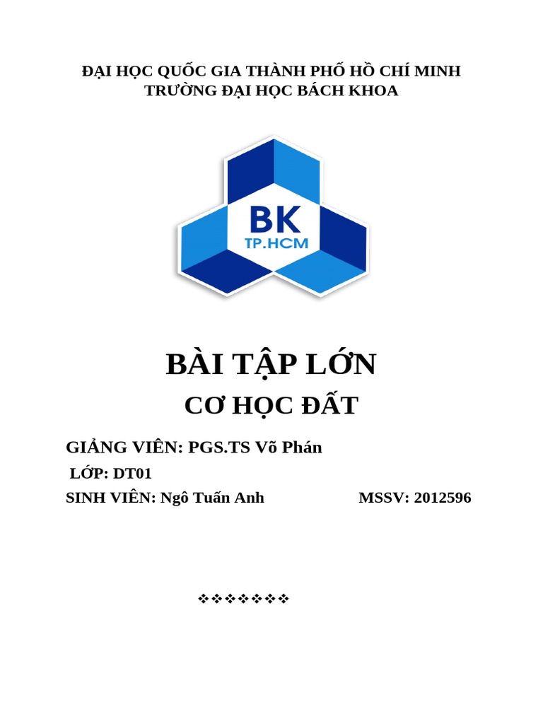 bÌA BTL CƠ HOC ĐẤT | PDF