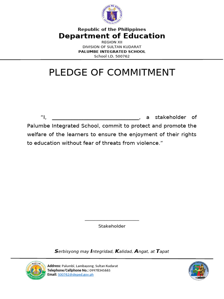 Pledge of Commitment-Cpc | PDF