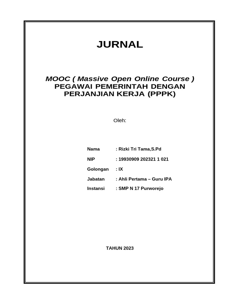 Jurnal Mooc PPPK 2023 - Rizki Tri Tama | PDF