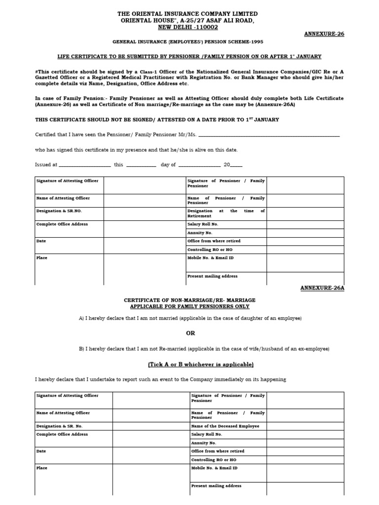 LIFE CERTFICATE FORMATkam | PDF