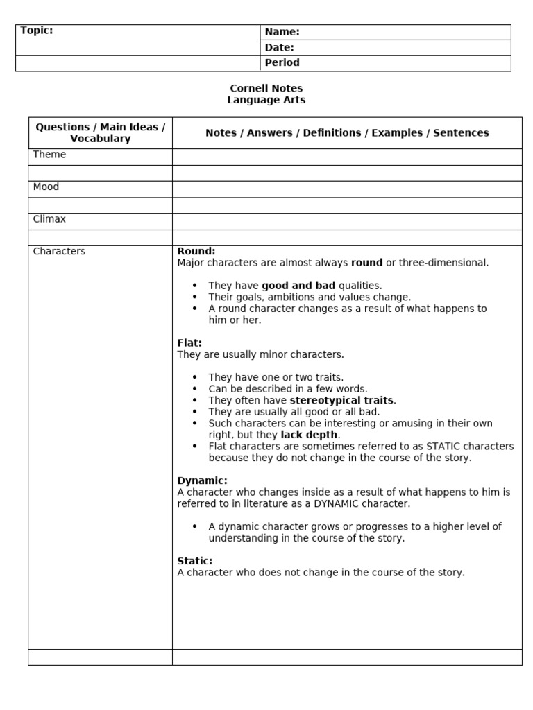 Literary Elements and Character Analysis | PDF | Narration