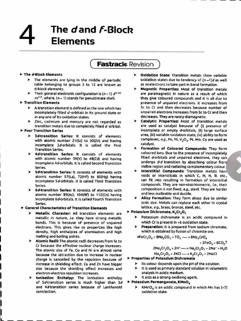 D and F Block Elements | PDF