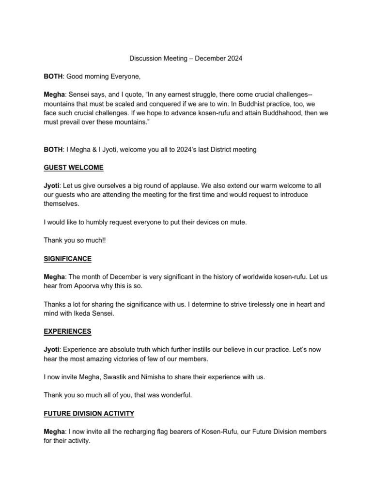 December 2024 Discussion Meeting Highlights | PDF