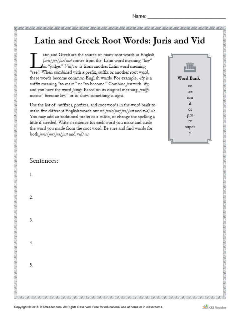 Latin and Greek Root Words Juris and Vid | PDF | Morphology ...