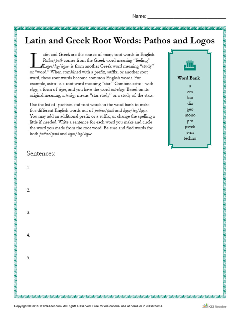 latin_and_greek_root_words_pathos_and_logos | PDF | Morphology | Languages