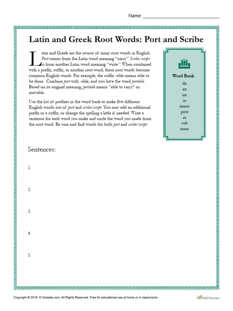 latin_and_greek_root_words_port_and_scribe | PDF | Word | English Language