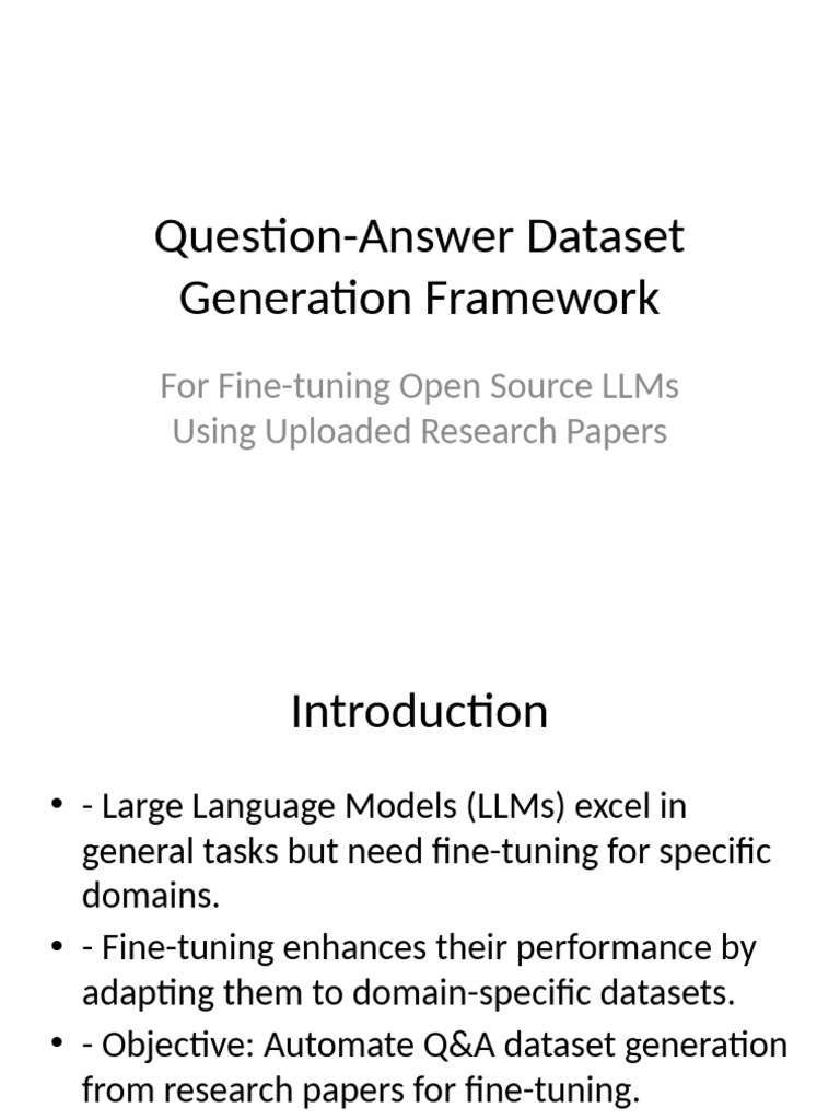 QA Dataset Generation Framework | PDF