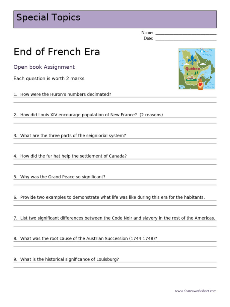 End of French Era: Key Historical Questions | PDF