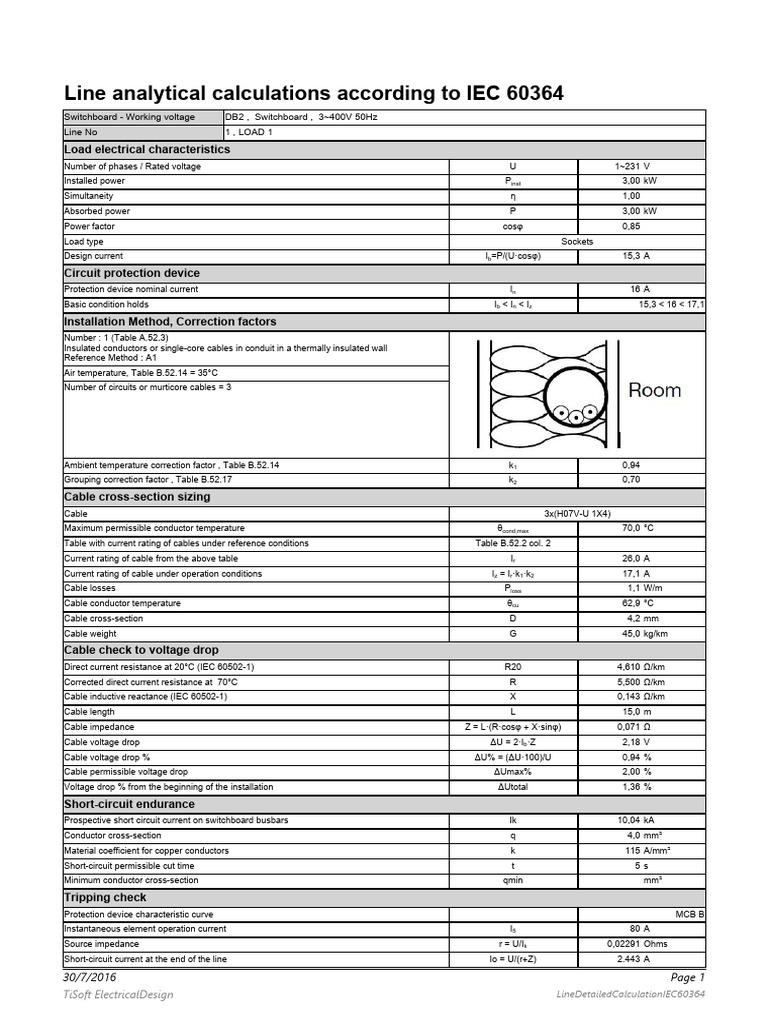 iec_examples_DB2_Circuit-1-Line-analytical-calculations-IEC60364 | PDF ...