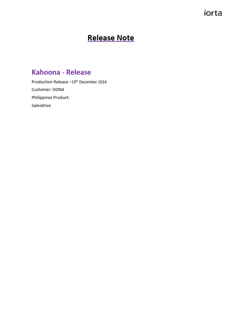 Production Release Note Release Version 1.7.1 | PDF | Computing | Software