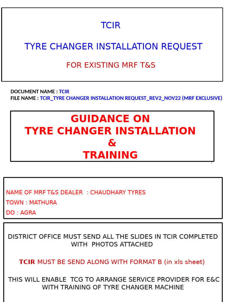 Tyre Changer Install Guide | PDF
