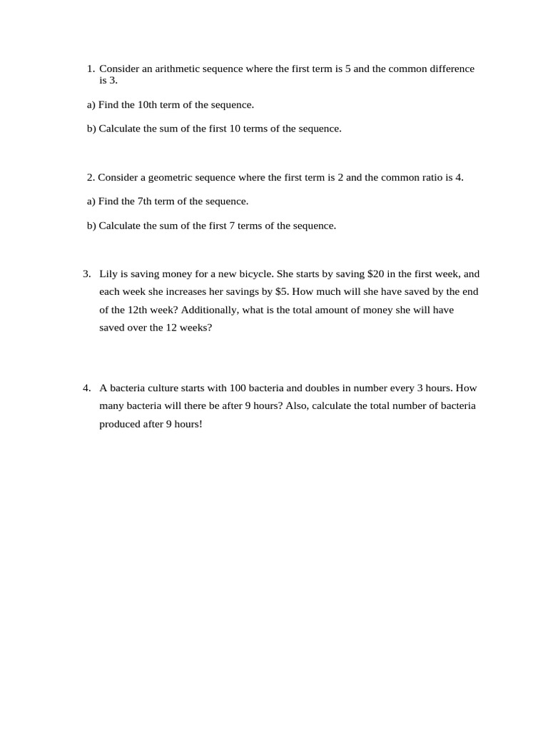 Arithmetic and Geometric Sequences Problems | PDF