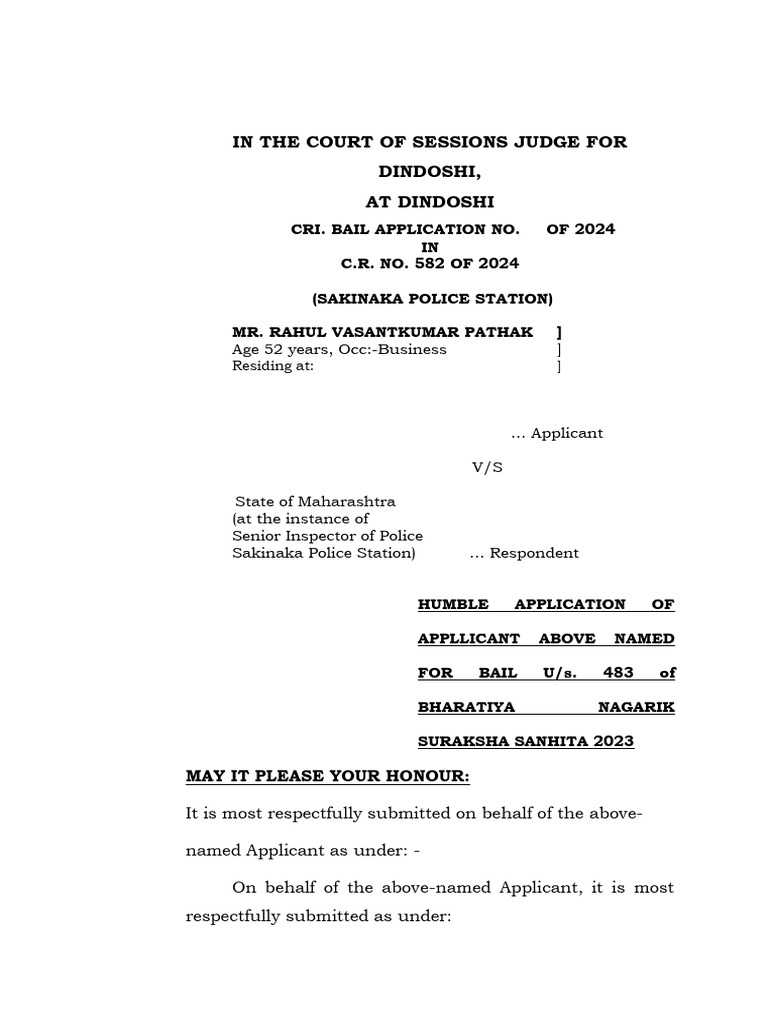 Bail Dindoshi PATHAK 420 | PDF | Bail | Crime & Violence