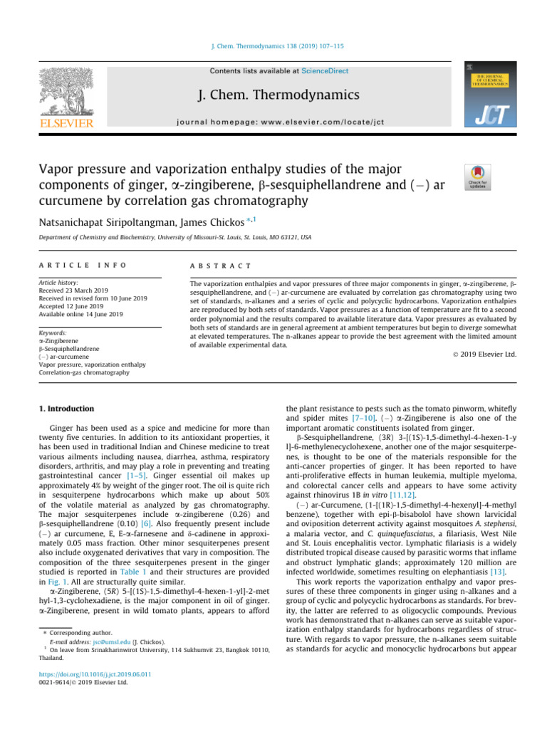 Vapor Pressure and Vaporization Enthalpy Studies of The Ma 2019 The ...