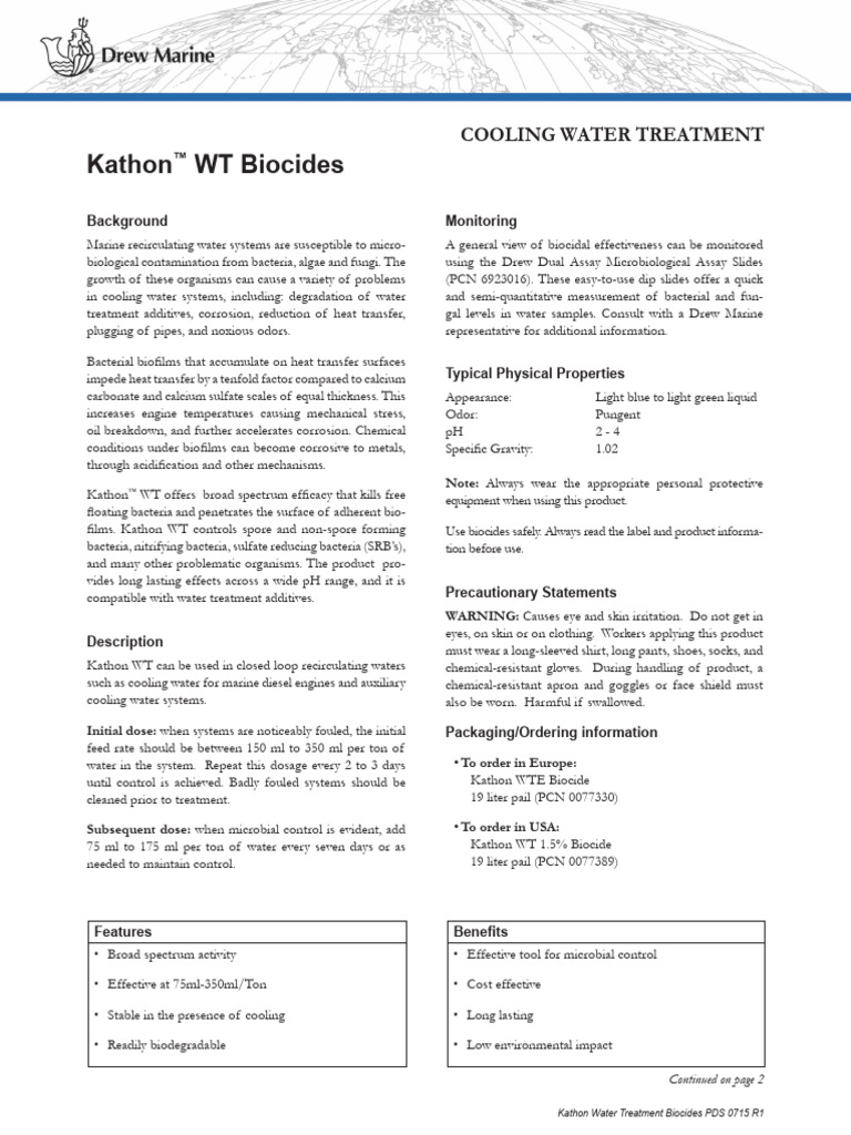 Kathon Water Treatment Biocides PDS | PDF | Bacteria | Water