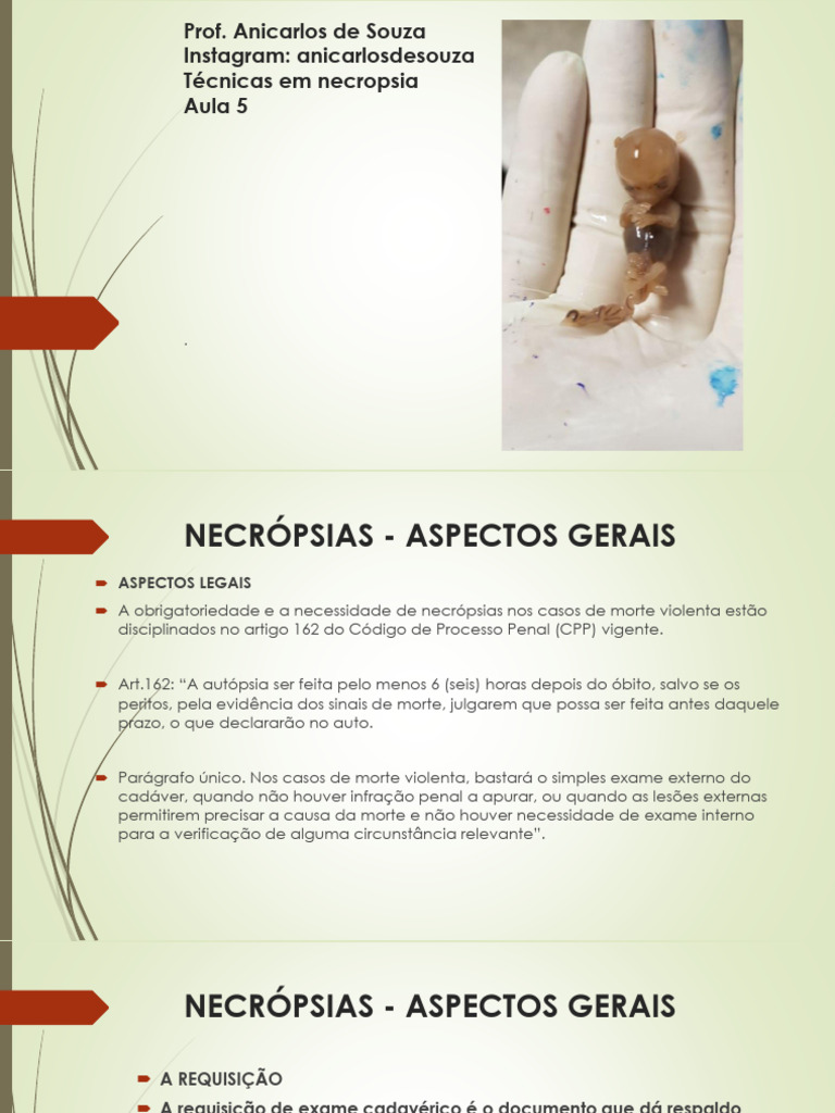 Aula 05 Tecnicas de Necropsia | PDF | Autópsia