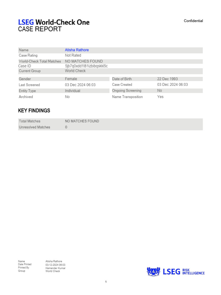 Case Report: Key Findings | PDF | Privacy