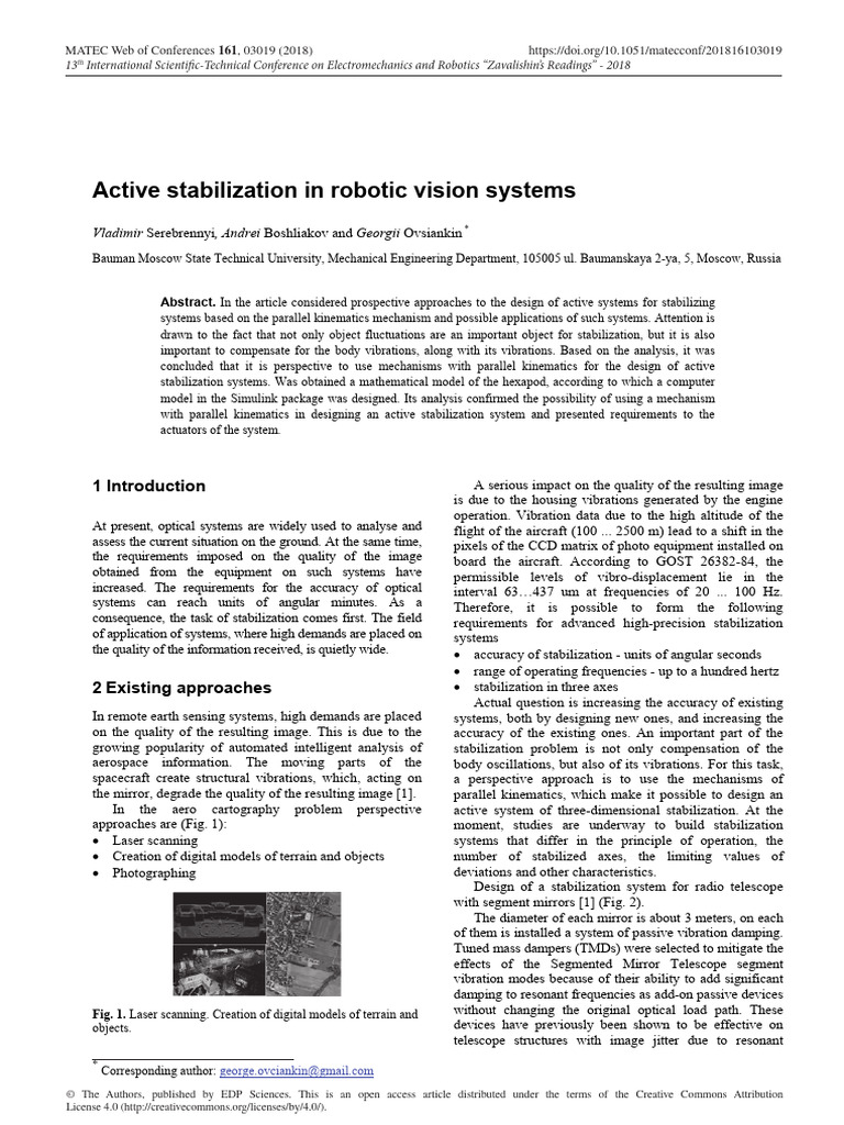 Active Stabilization in Robotic Vision Systems | PDF | Mechanical ...