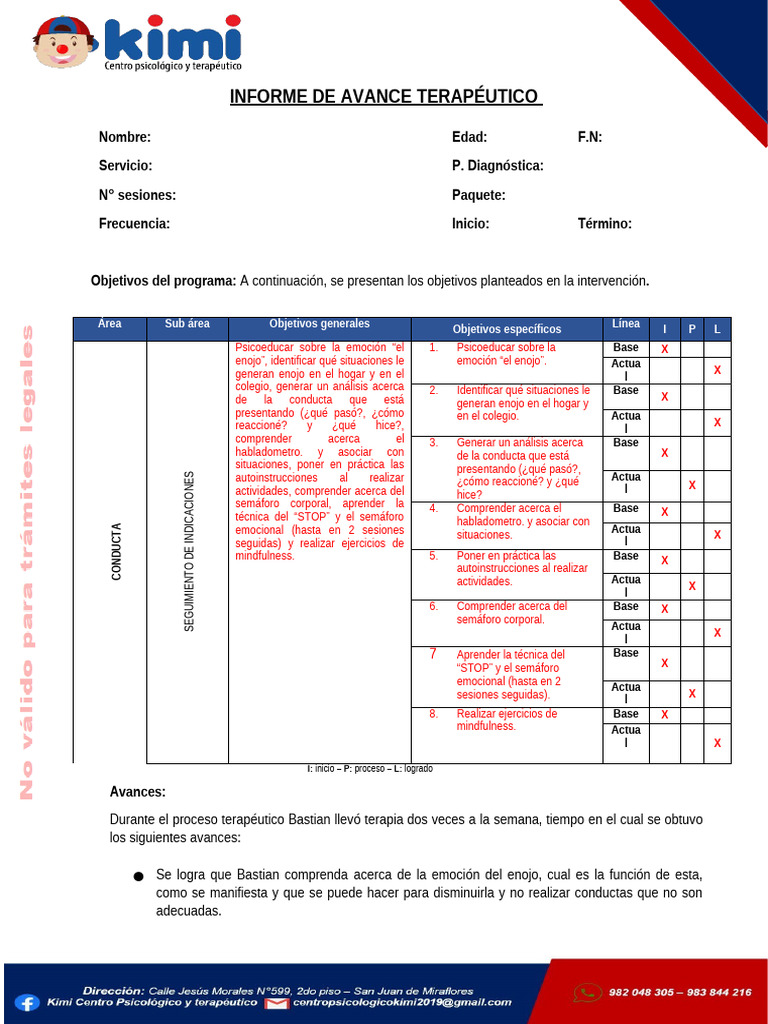 Modelo de Informe | PDF | Las emociones | Comportamiento
