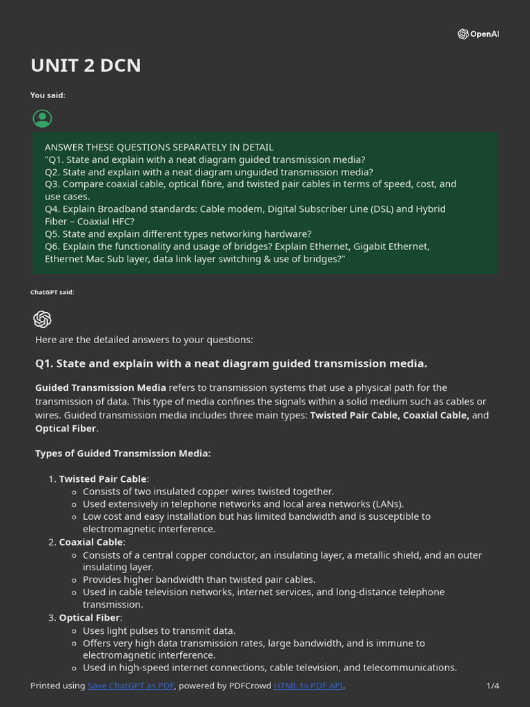 DCN Unit 2 (1) | PDF | Transmission Medium | Computer Network