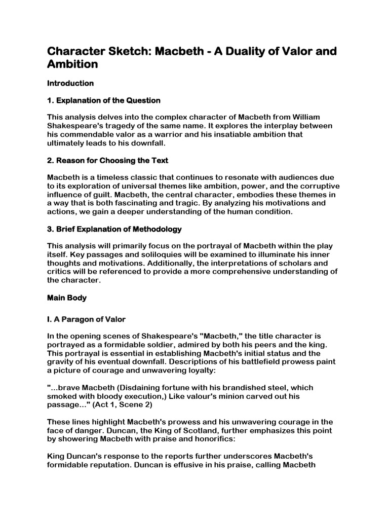 Character Sketch | PDF | Macbeth