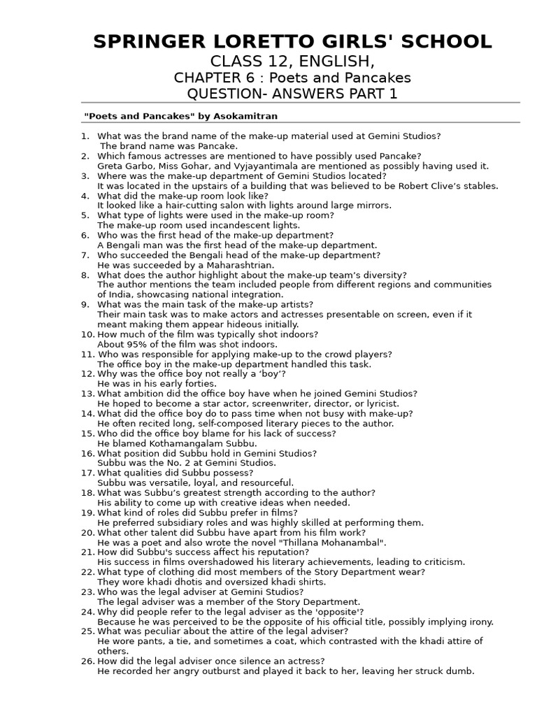12 ENG C6 PANCAKES QA P1 TBC | PDF | Narrative | Knowledge