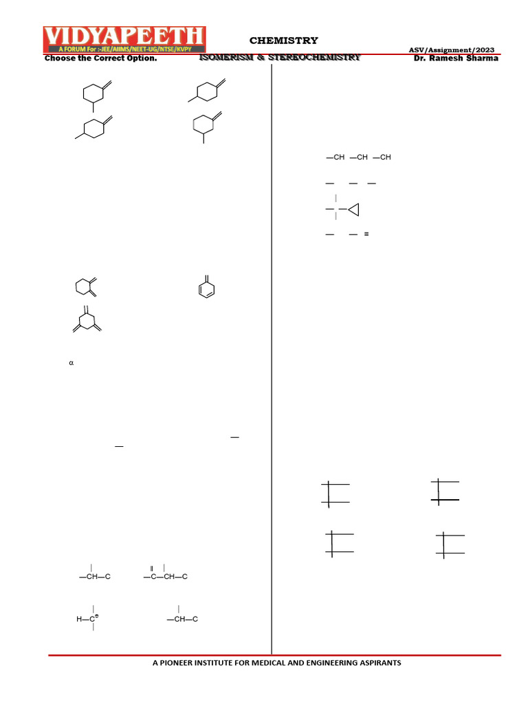Assignment Isomerism & Stereochemistry-2023 | PDF | Conformational Isomerism | Isomer