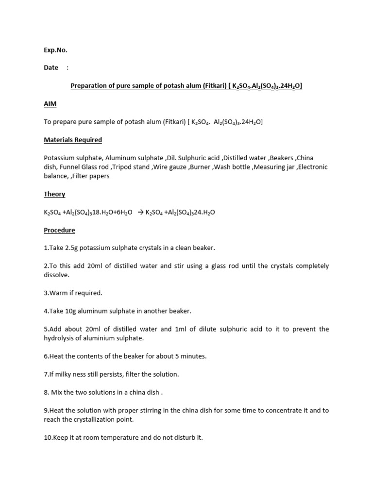 Preparation of Alum | PDF