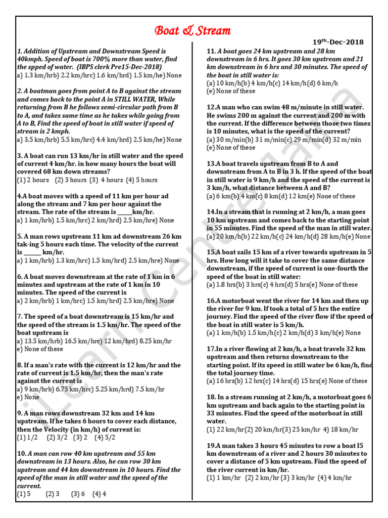 Boat and stream | PDF | Speed | River