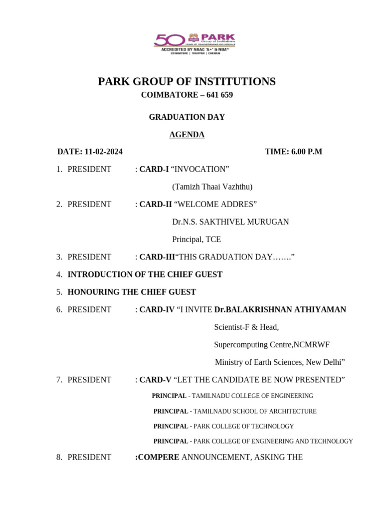 Graduation Day - AGENDA - Revised 2 | PDF