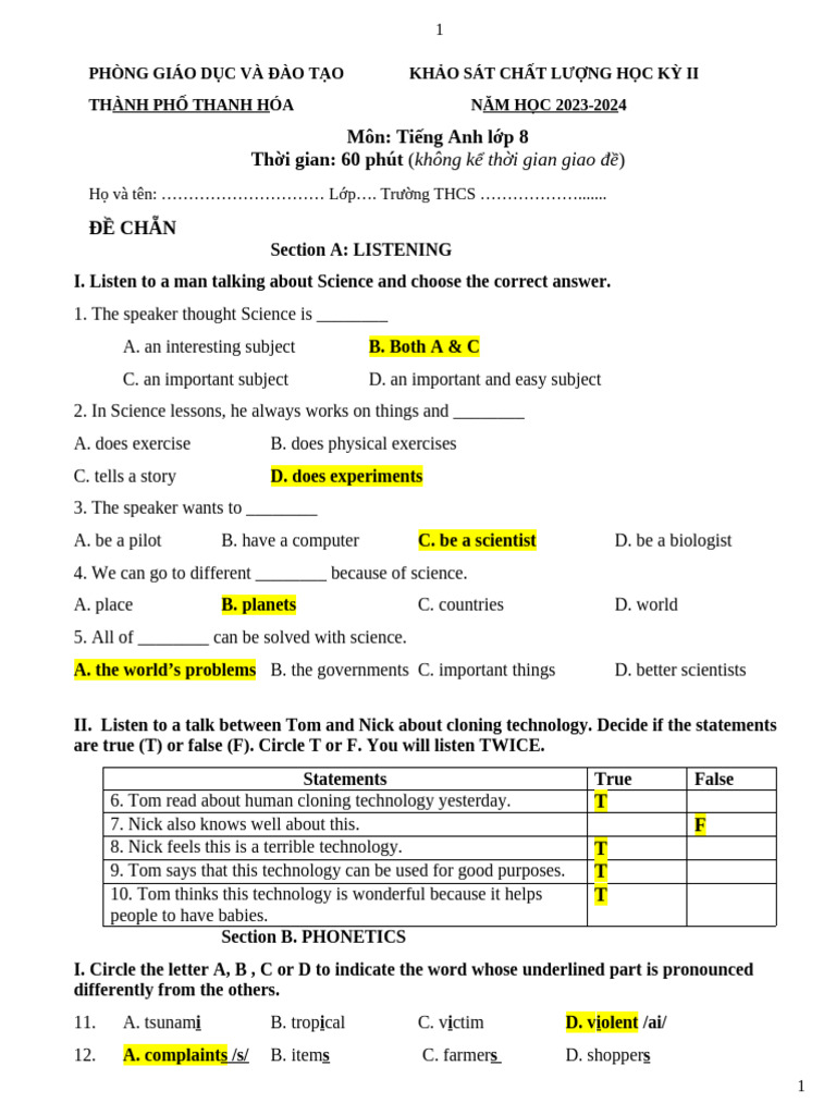 English Test Grade 8 - Semester 2 | PDF | Convenience Store | Retail