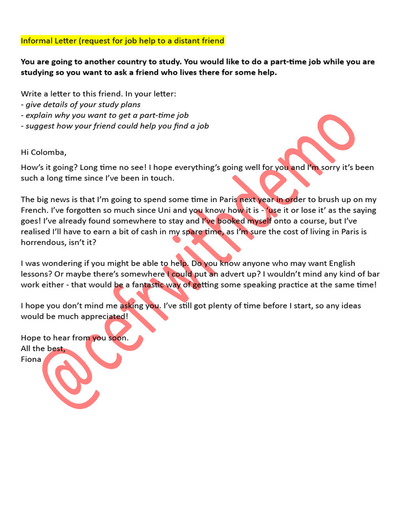 Informal Letter Request | PDF