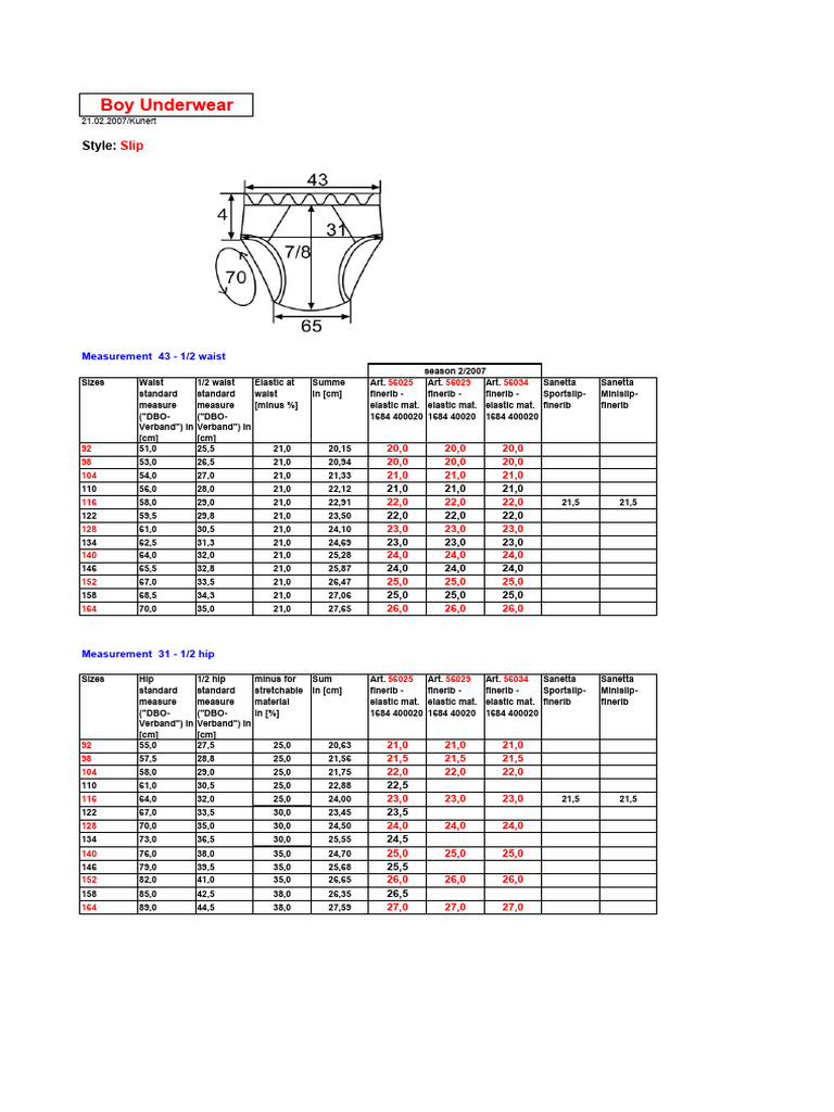 GRADING UNDERWEAR_Slip | PDF