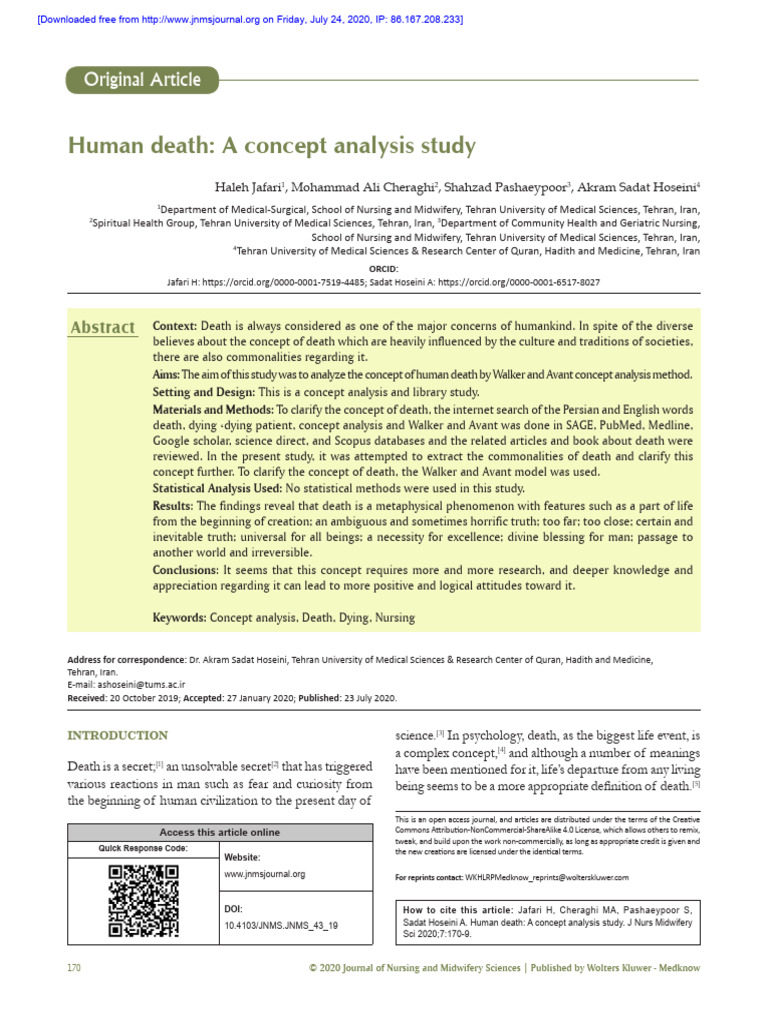 Human Death A Concept Analysis Study | PDF | Soul | Reincarnation
