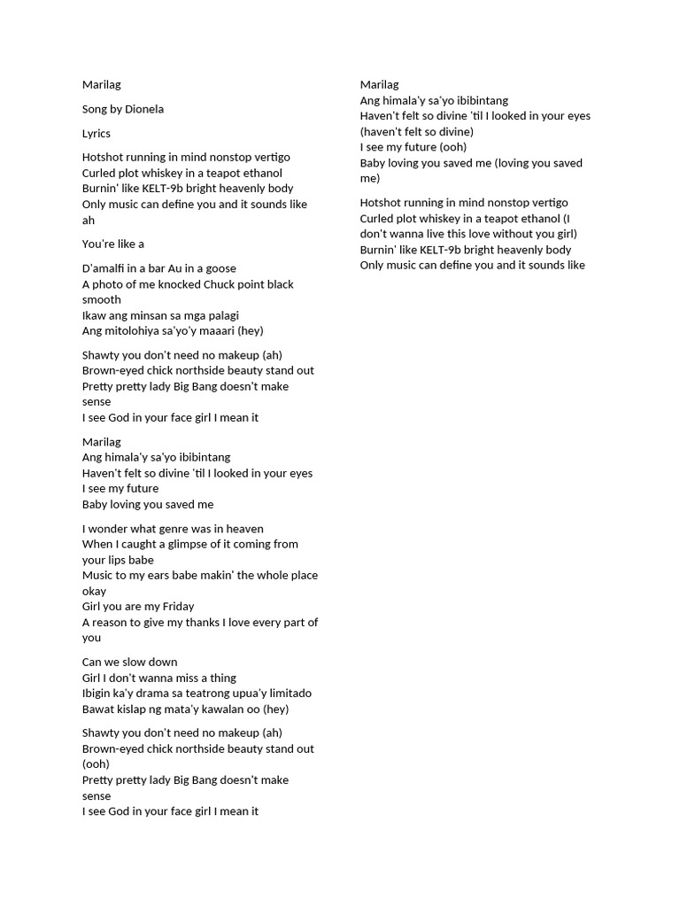 Marilag: Lyrics and Meaning | PDF