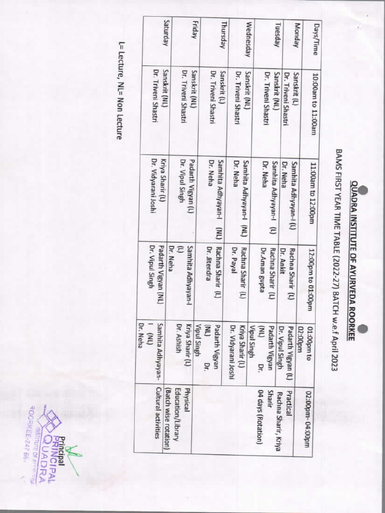Time Table UG 2023 | PDF