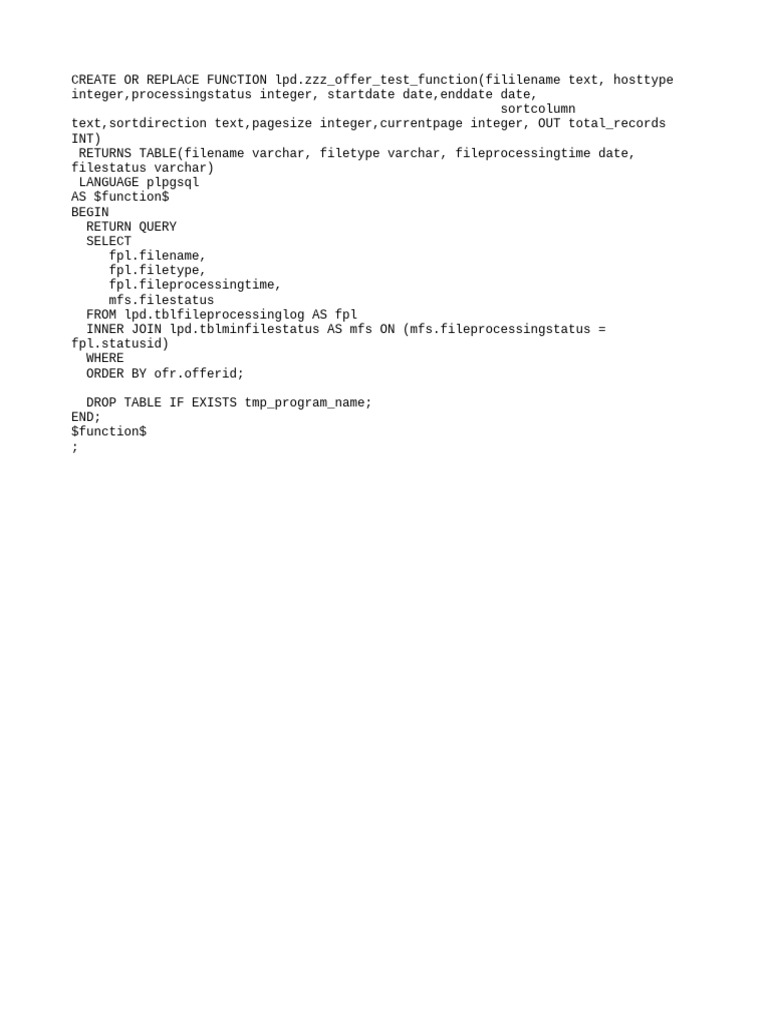 SQL Function for File Processing Logs | PDF