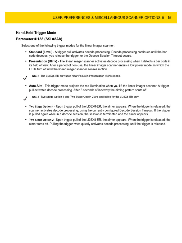 LI3678 Hand-Held Trigger Mode | PDF