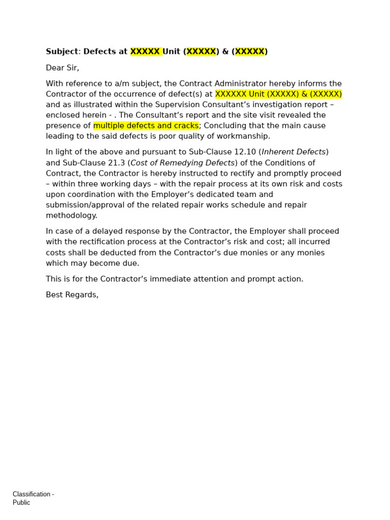 FM - Defects Notification - With Report | PDF