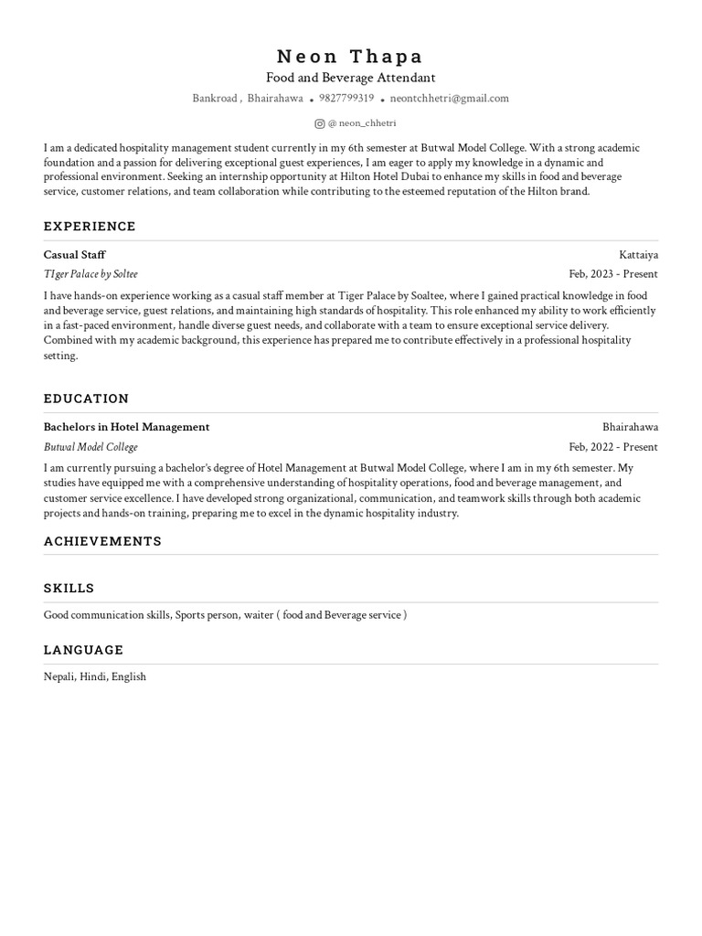 Neon CV | PDF