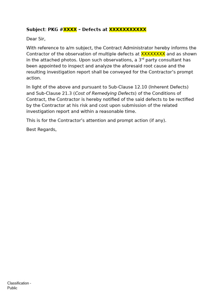 FM - Defects Notification - Without Report | PDF